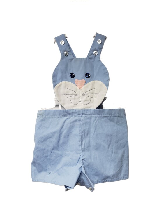 70s - 80s Cat blue handmade short overall . fits fits… - Gem