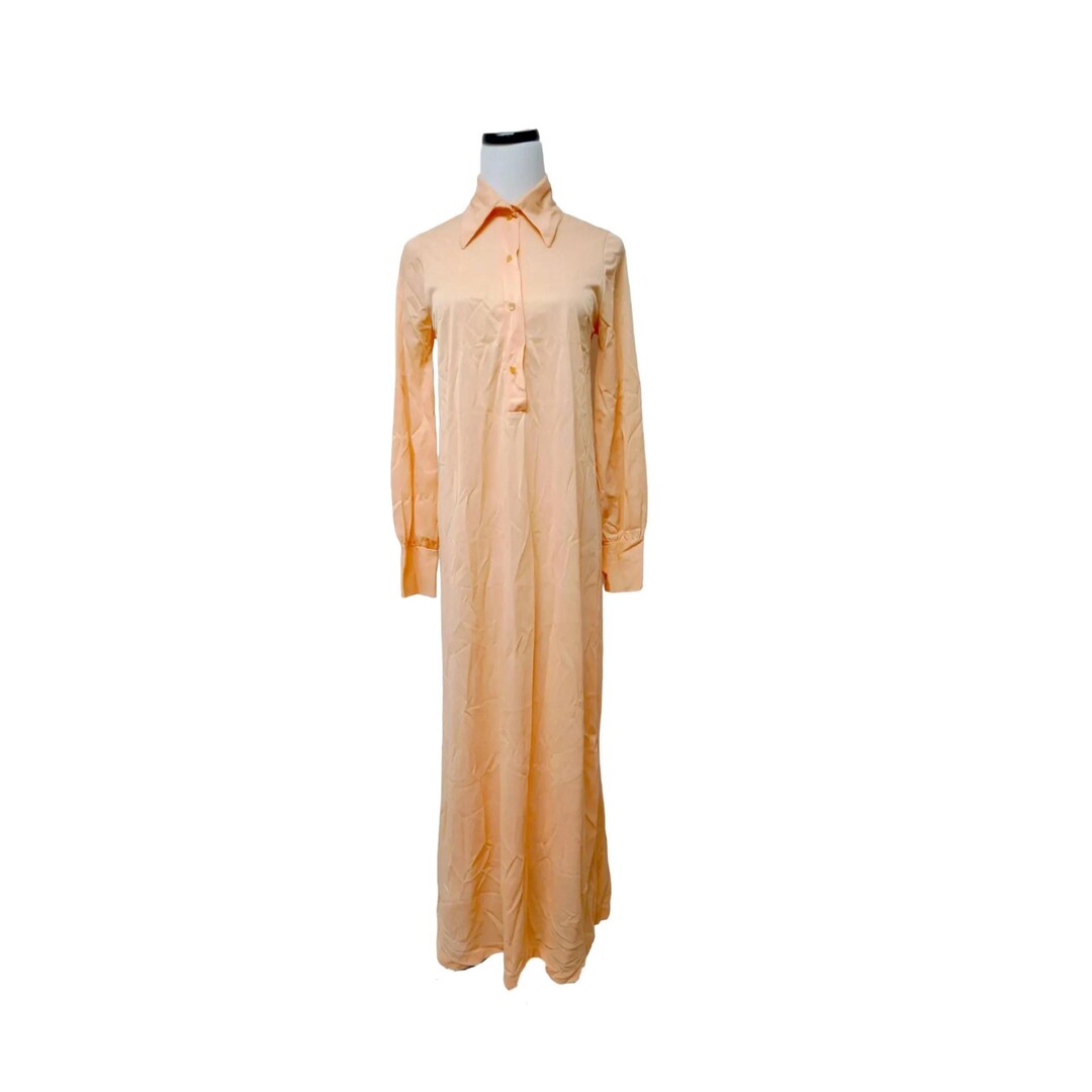 60s - 70s Junior Intimates by Warners Orange Long Sleeve Maxi Nylon ...