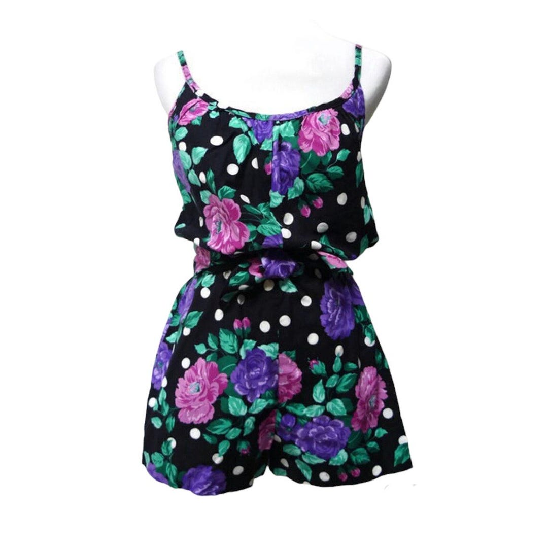 70s - 80s Catalina Floral 1 Piece Cotton Bathing Suit . Size 8 . Made ...