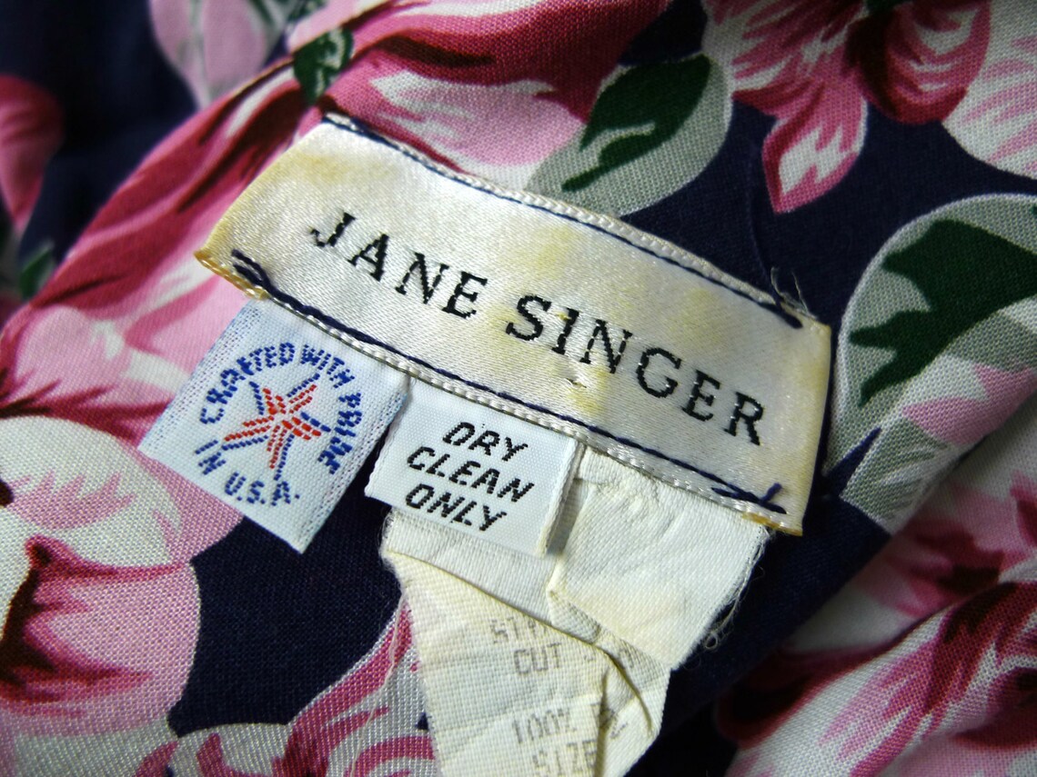 Jane Singer . 80s 90s Sleeveless Floral Printed Dress . Size - Etsy