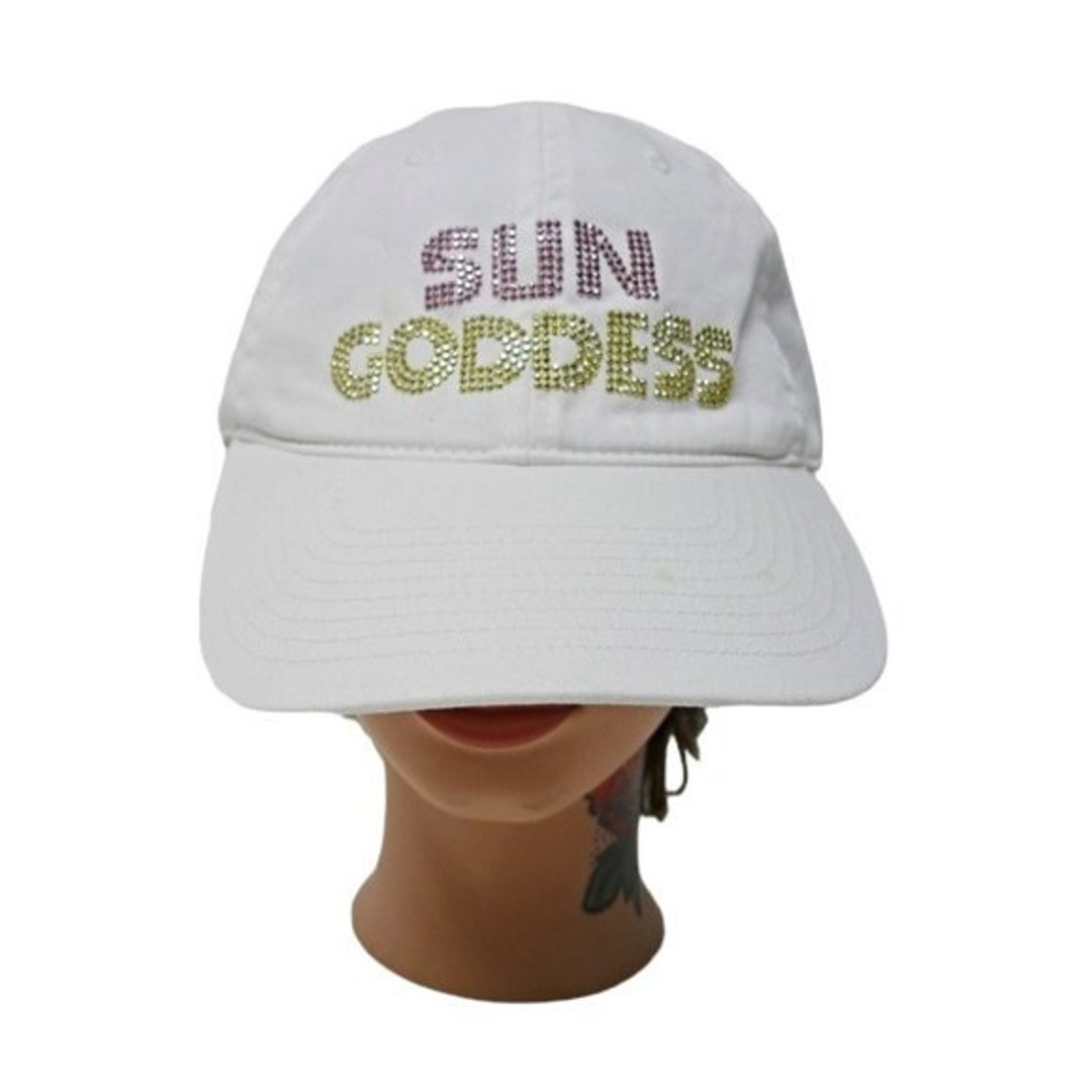 Y2K Sun Goddess Bedazzled White Canvas Cap - Etsy