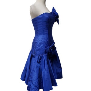 80s Mike Benet Formals Blue Big Roses Bustier Asymmetrical Prom Dress ...