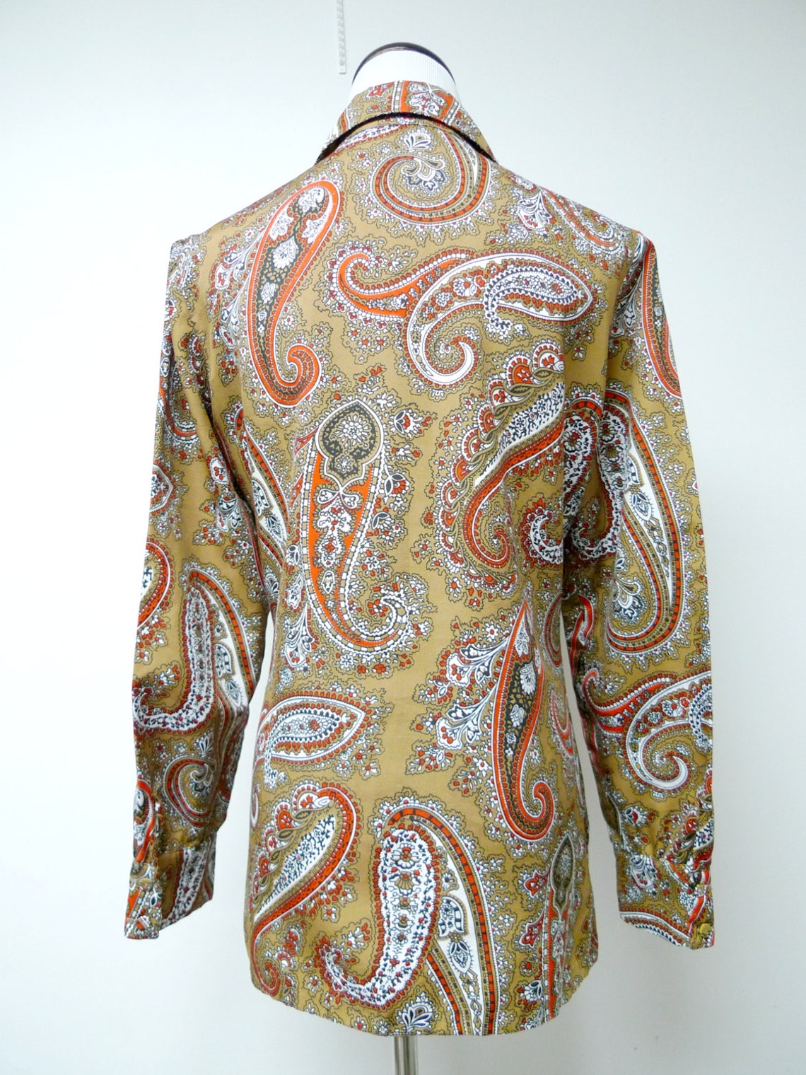 70s paisley print long sleeve button down shirt . fits a | Etsy