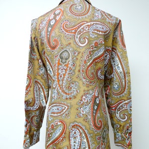 70s Paisley Print Long Sleeve Button Down Shirt . Fits a - Etsy