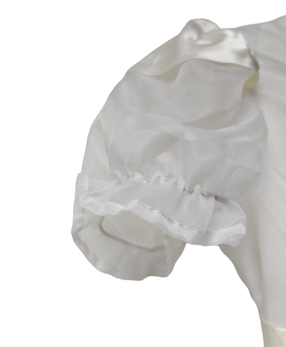 80s - 90s white ruffled puff sleeve dress . fits 6 -… - Gem