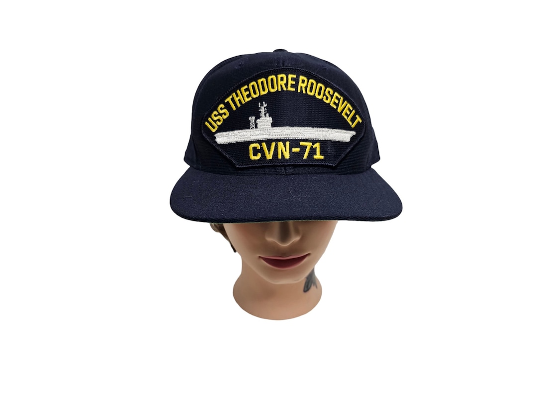 USS Theodore Roosevelt CVN-71 Cap - Navy Blue Eagle Crest - Made in USA ...
