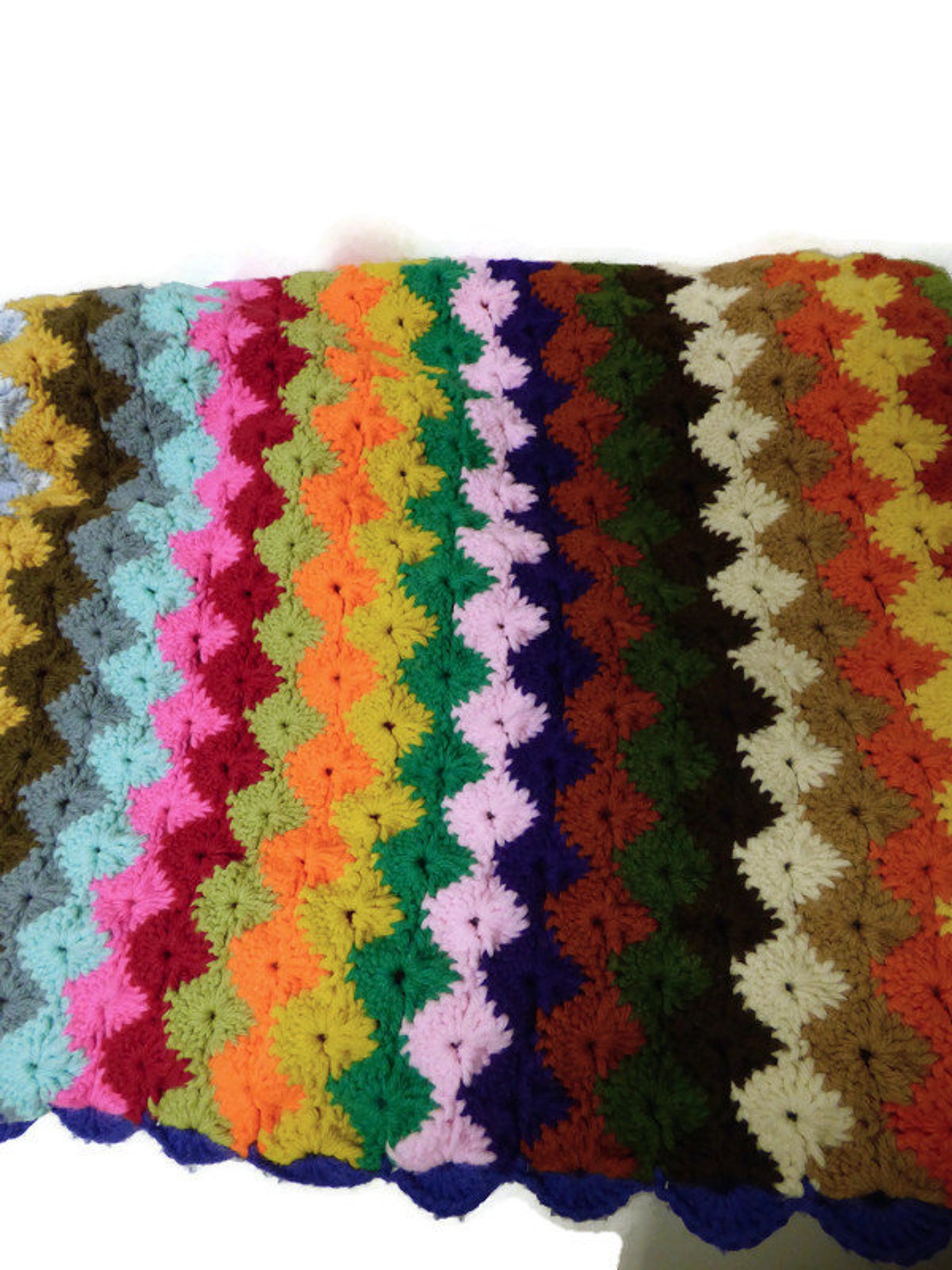 Diamonds Multi-color Crochet Afghan Throw Blanket - Etsy