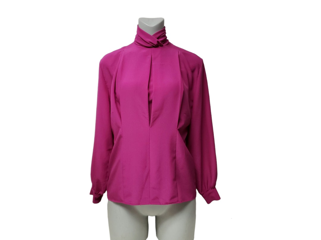 80s - 90s Sonya Ratay for San André Pink Pleated Long Sleeve Blouse ...