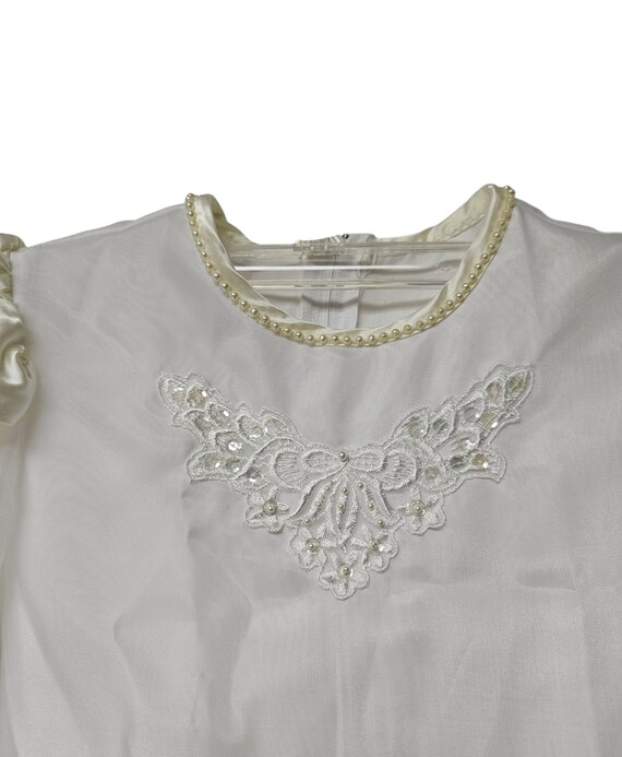 80s - 90s white ruffled puff sleeve dress . fits 6 -… - Gem