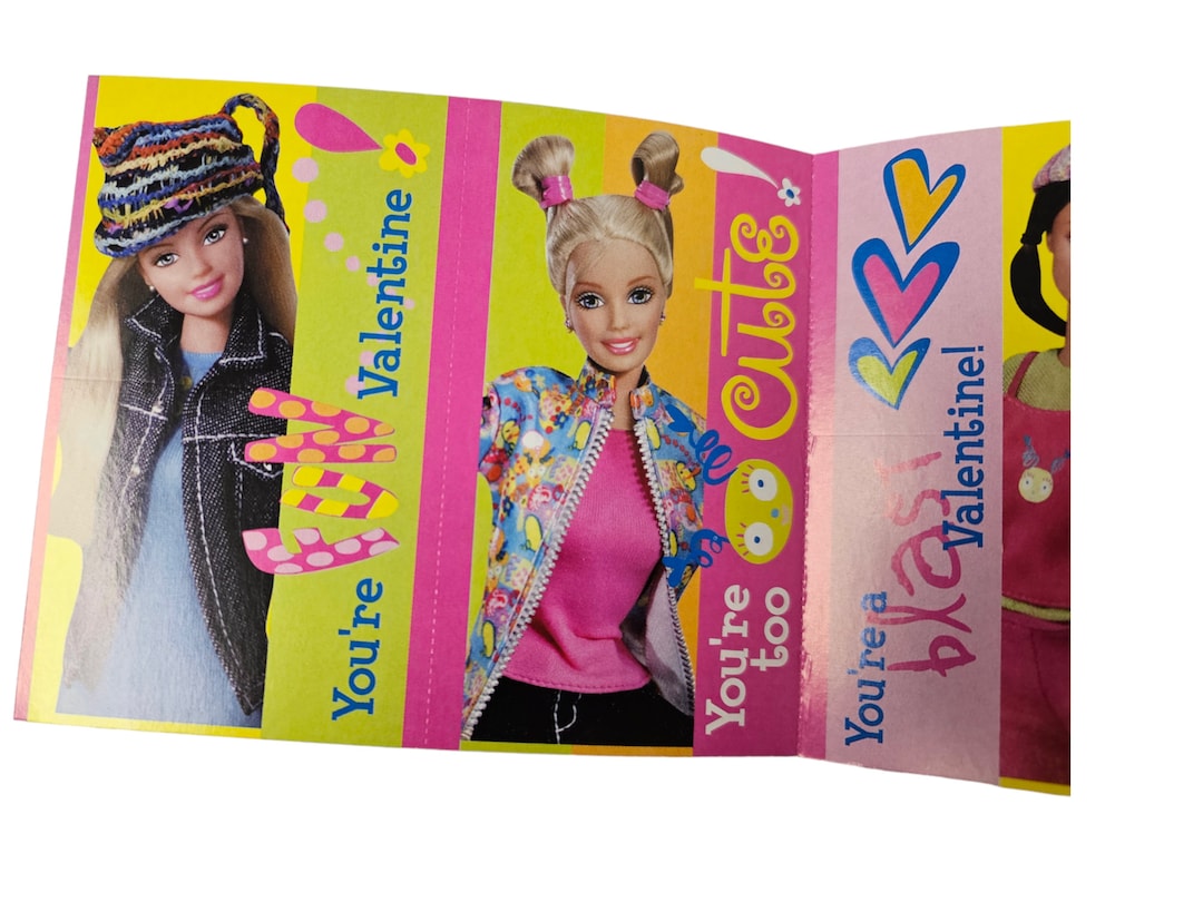 Y2K Barbie by Mattel School Kids Valentine's Card . Set of 4 Cards - Etsy