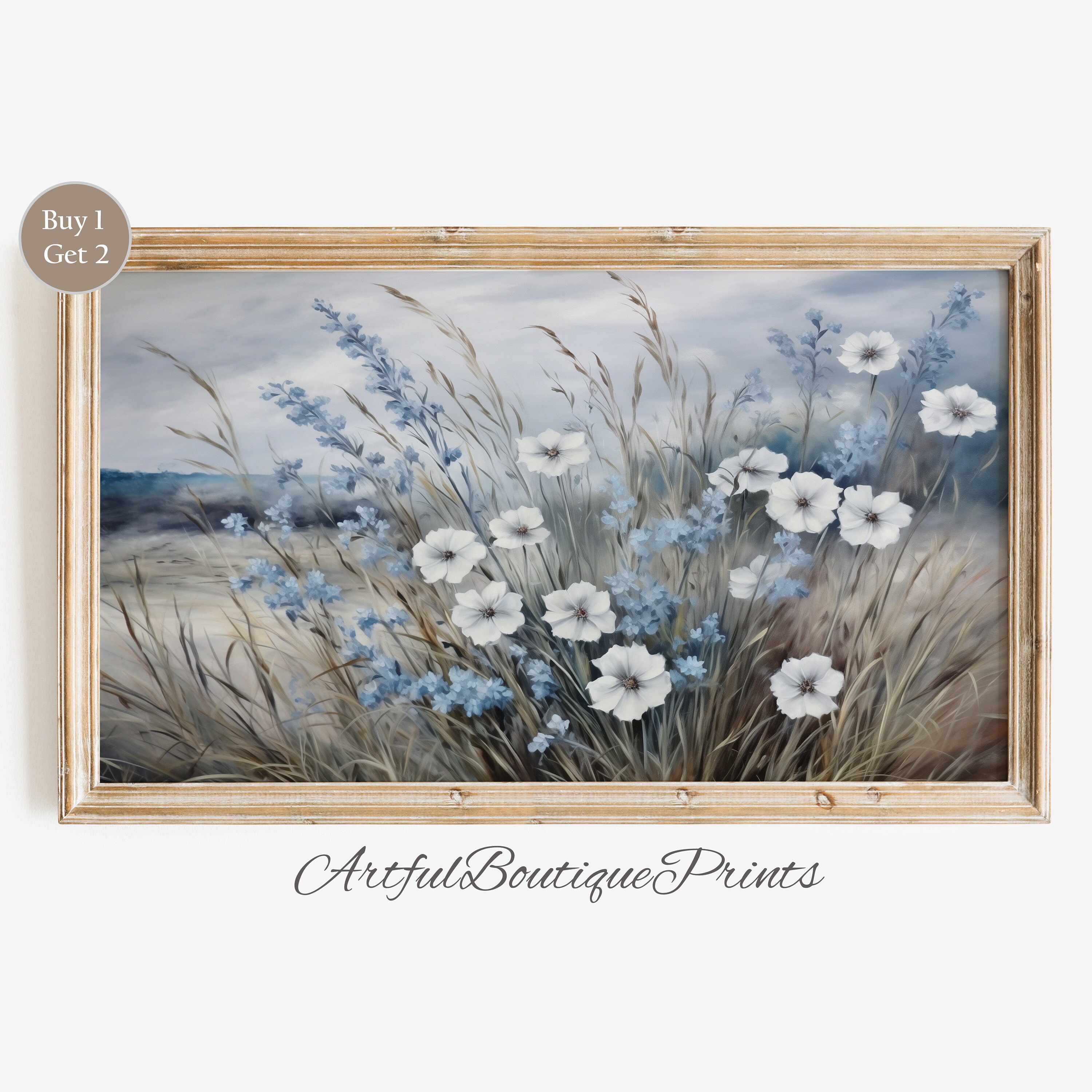 Printable Blue Wildflower Art, Blue Wildflower Digital Art, Printable ...
