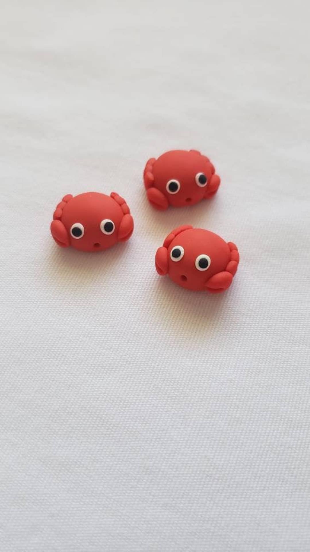 Handmade Polymer Clay Crab Beads: Sculpey Animal Beads ,(set of 3 ...
