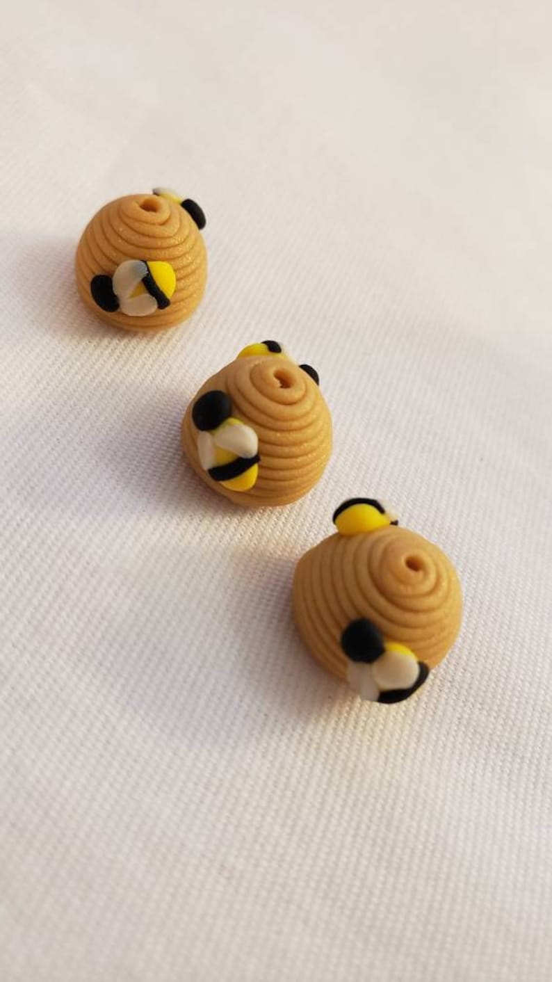 Handmade Polymer Clay Beehive Beads: Insect Jewelry Supplies, Sculpey ...