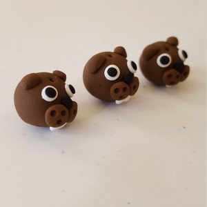 Beaver Beads/ Set of Three 12mm Polymer Clay Handmade Beaver Heads ...
