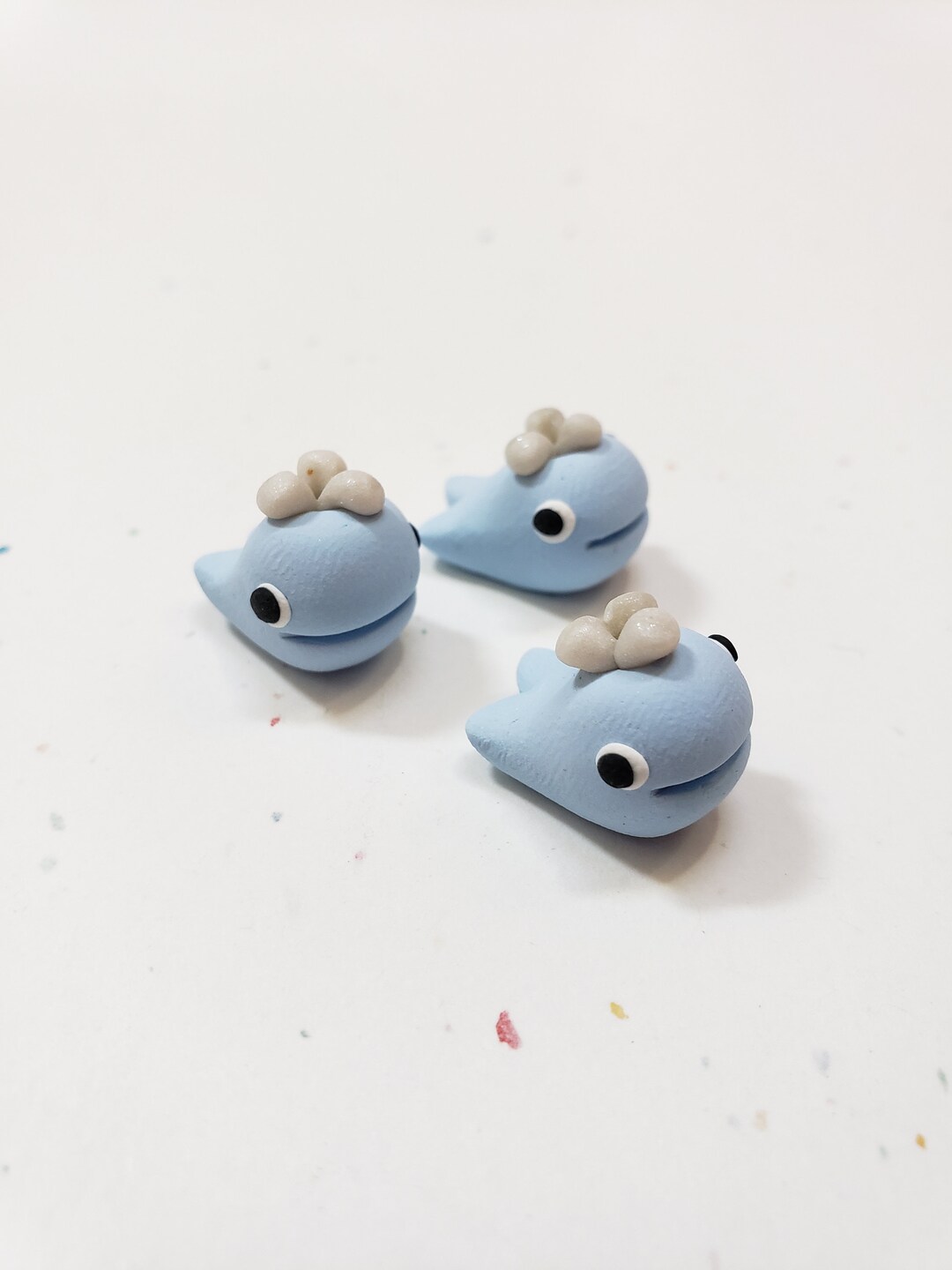Whale Beads/ Set of Three 16mm Polymer Clay Handmade Blue Whales ...