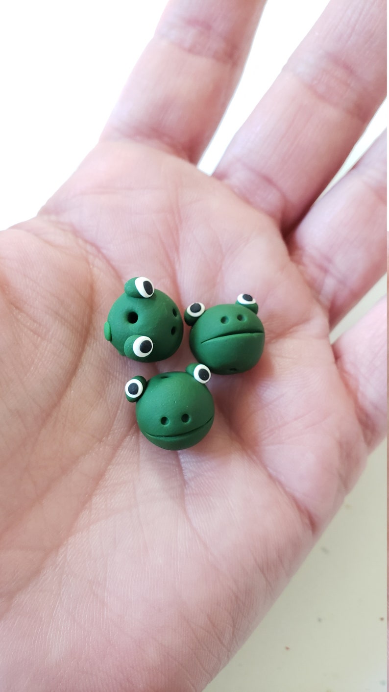 Frog Beads/ Set Of Three/ 12mm/ Polymer Clay/ Handmade Frog | Etsy