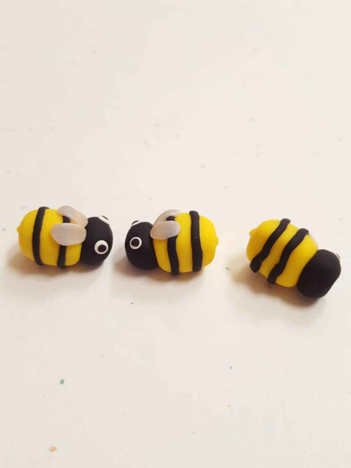 Polymer Clay Bumble Bee Beads/ Set of Three/ 19mm Handmade - Etsy