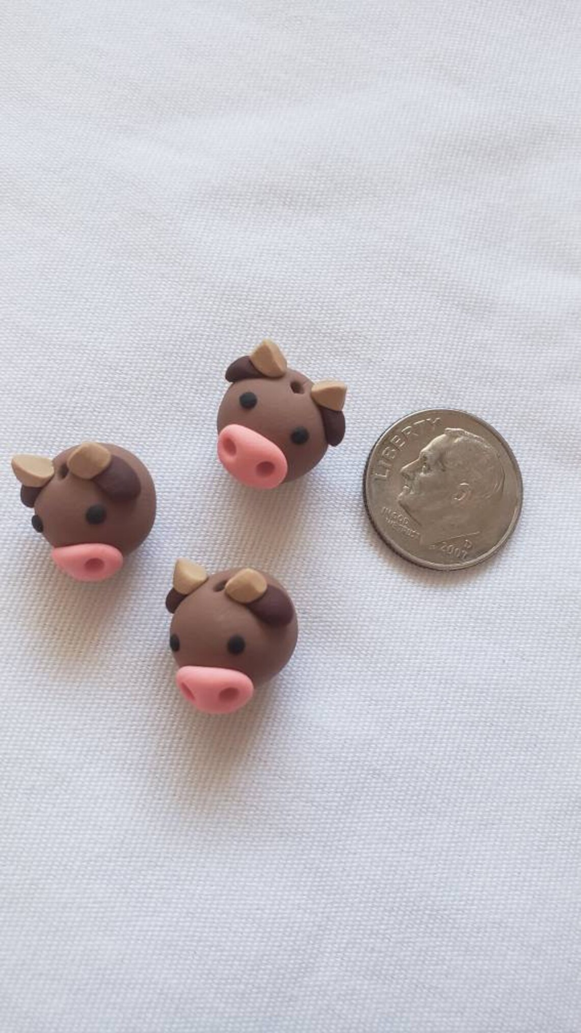 Cow Beads/ Set Of Three 13mm Polymer Clay Handmade Cow | Etsy