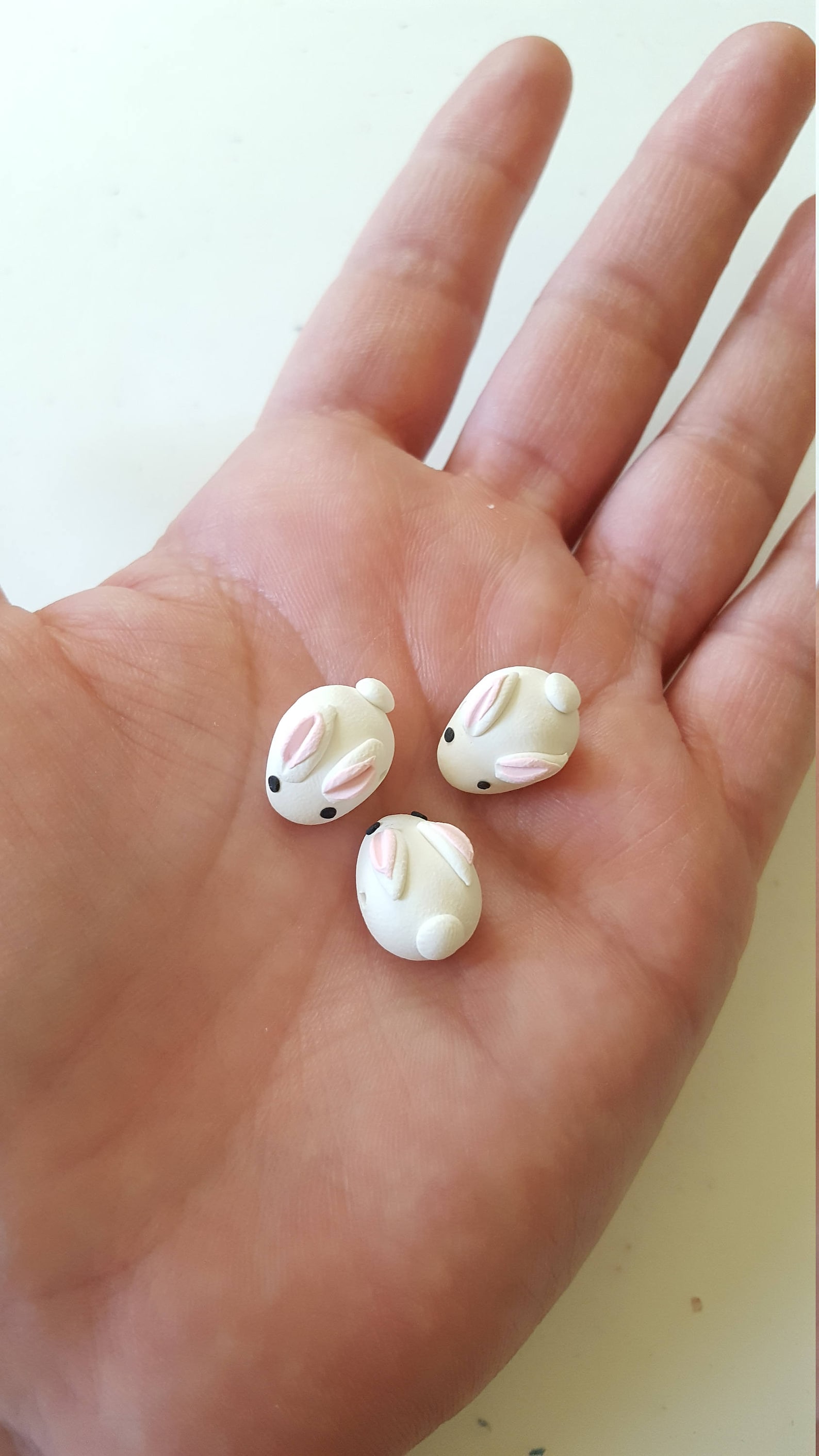 Bunny Rabbit Beads/ Set of Three 15mm Polymer Clay White - Etsy Australia