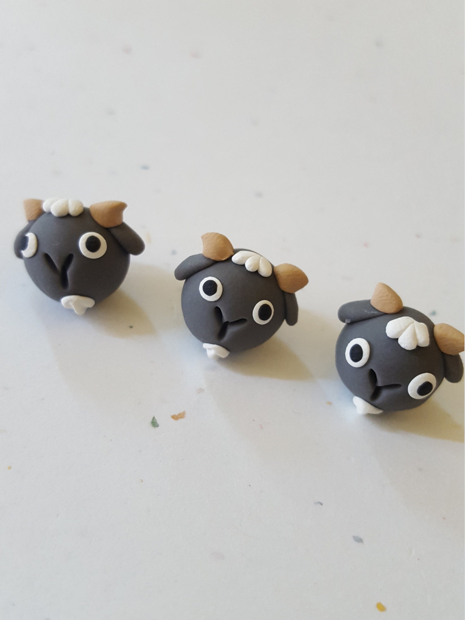 Goat Beads/ Set Of Three 14mm Polymer Clay Handmade Goat | Etsy