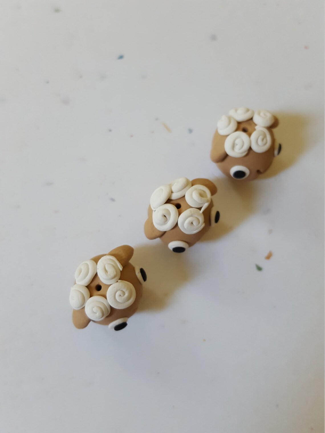 Sheep Beads/ Set of Three 13mm Polymer Clay Handmade Sheep | Etsy
