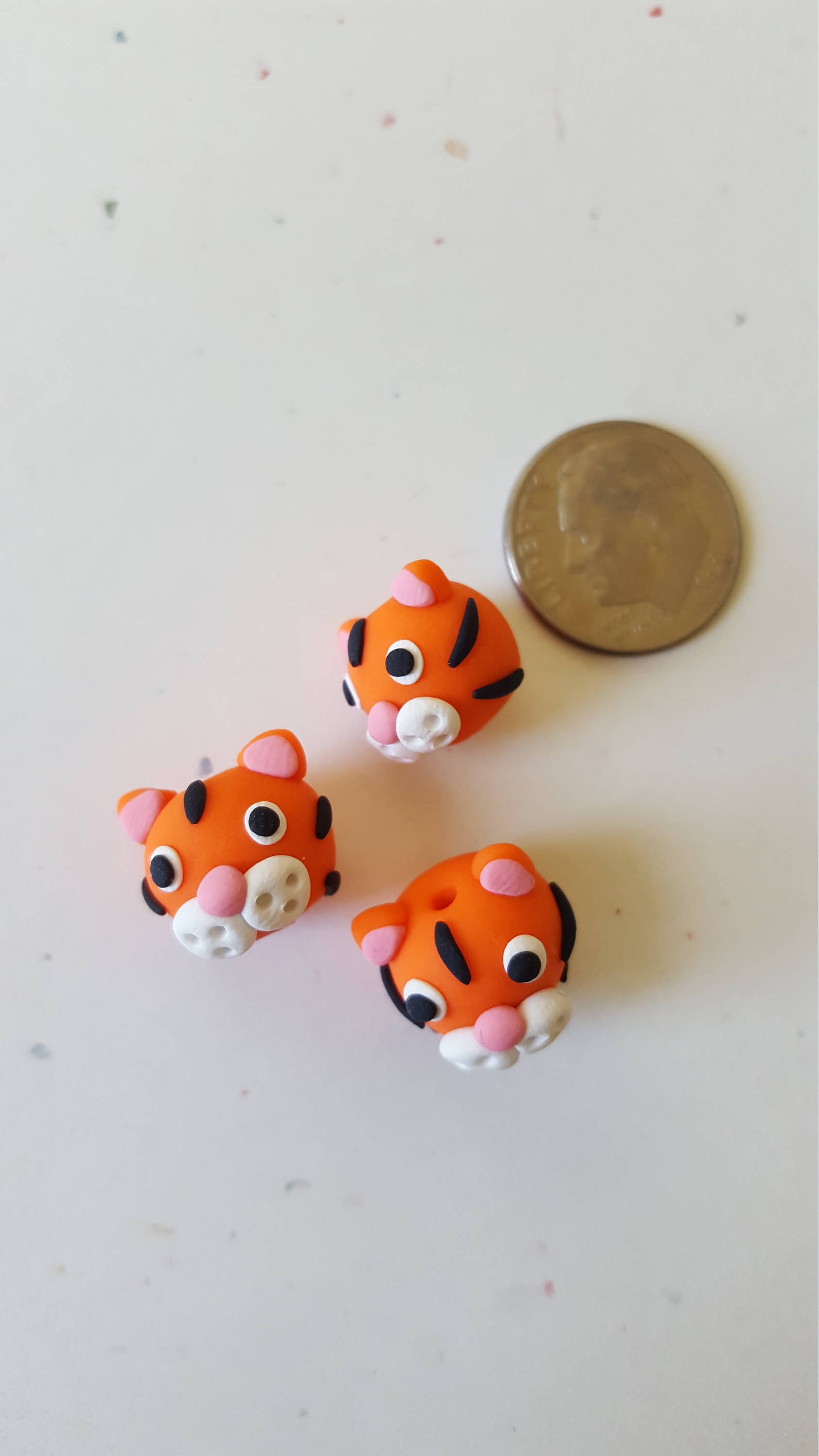 Tiger Beads/ Set of Three 13mm Polymer Clay Handmade Tiger - Etsy