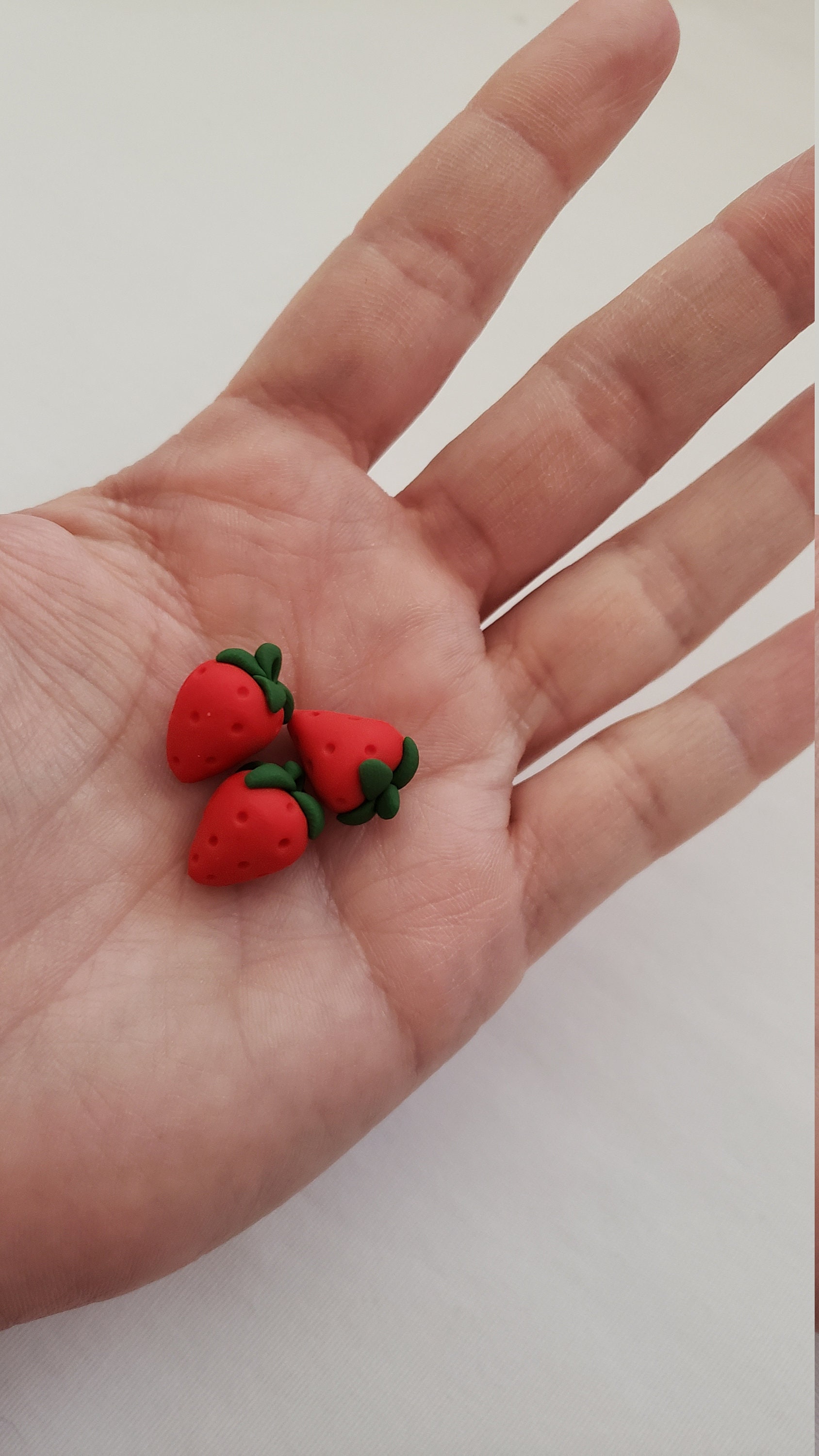 Strawberry Beads/ Polymer Clay/ Set Of Three 17mm Handmade | Etsy