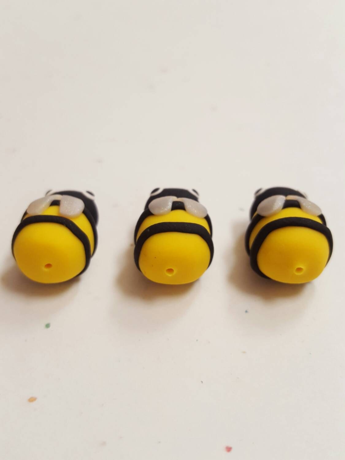 Polymer Clay Bumble Bee Beads/ Set of Three/ 19mm Handmade - Etsy