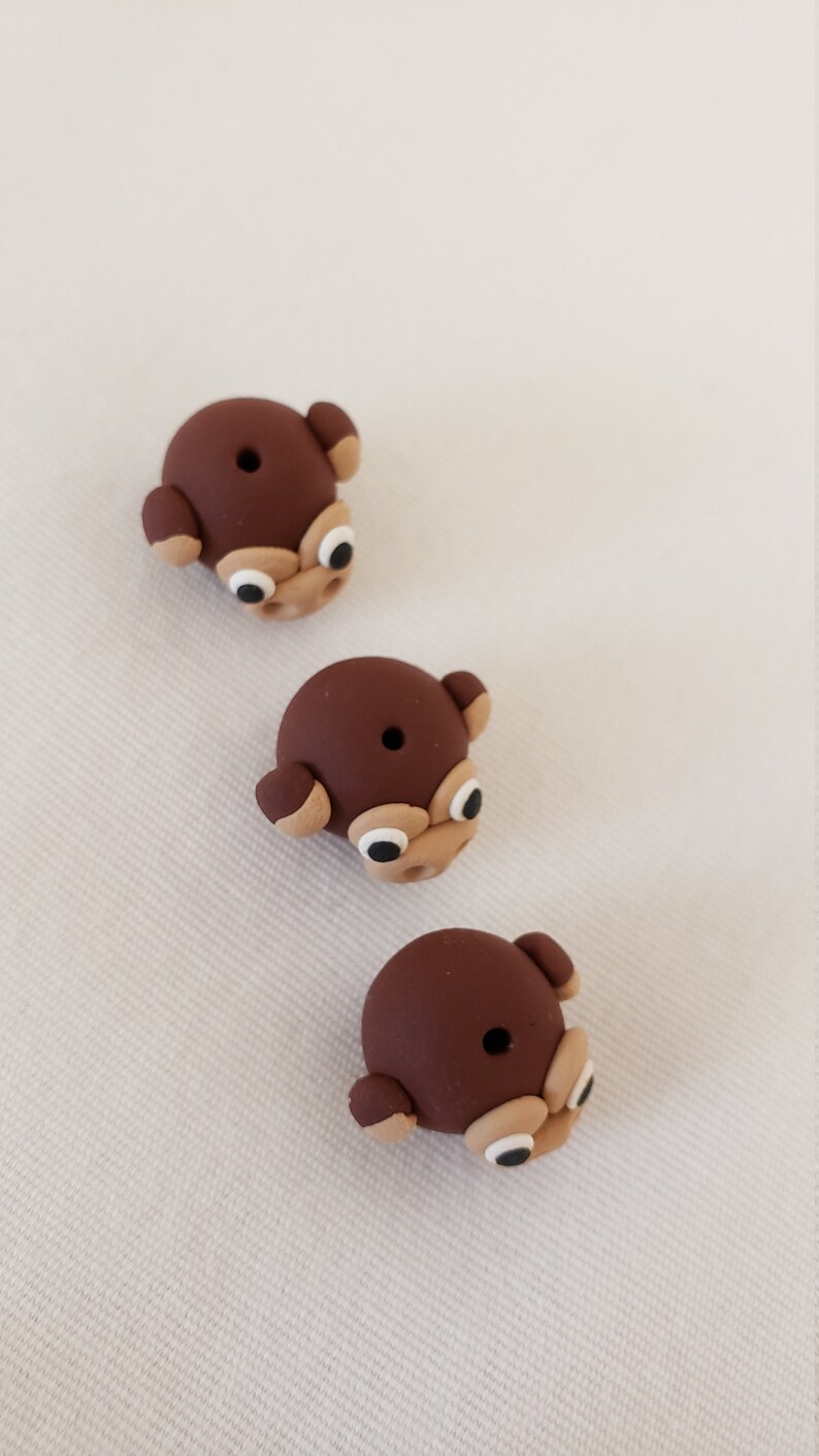 Monkey Beads/ Set of Three 11mm Polymer Clay Handmade Monkey | Etsy