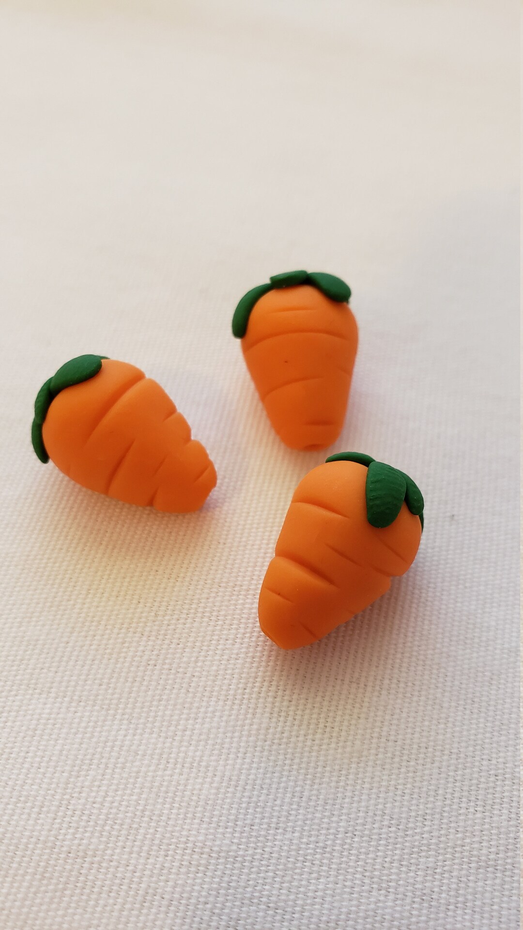 Carrot Beads/ Set of Three 17mm Carrots/ Handmade/ Veggies/ Jewelry ...