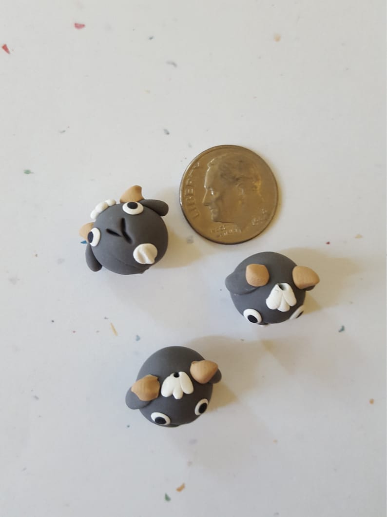 Goat Beads/ Set Of Three 14mm Polymer Clay Handmade Goat | Etsy