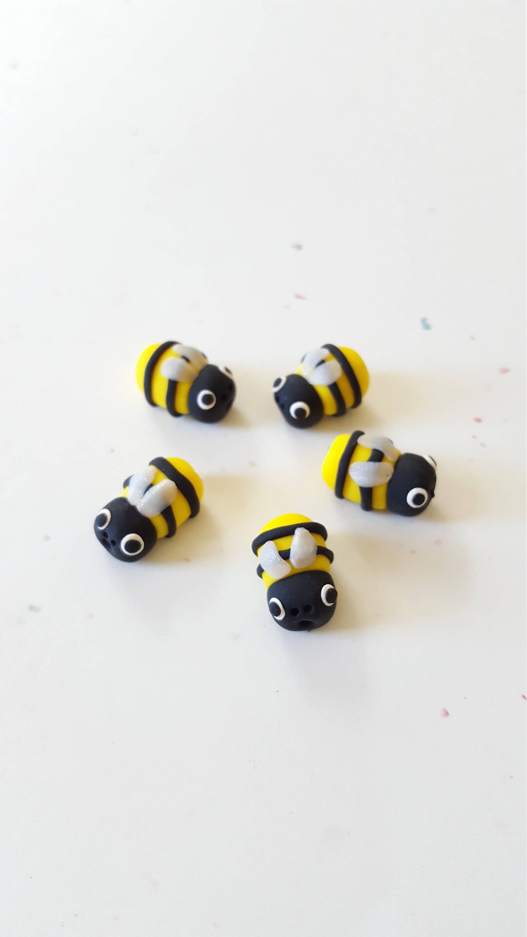 Polymer Clay Bumble Bee Beads/ Set of Five/ 16mm/ Handmade/ - Etsy