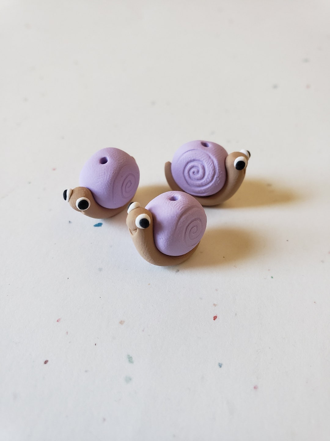 Lavender Snail Beads: Handmade Polymer Clay Insect Beads (set of Three ...