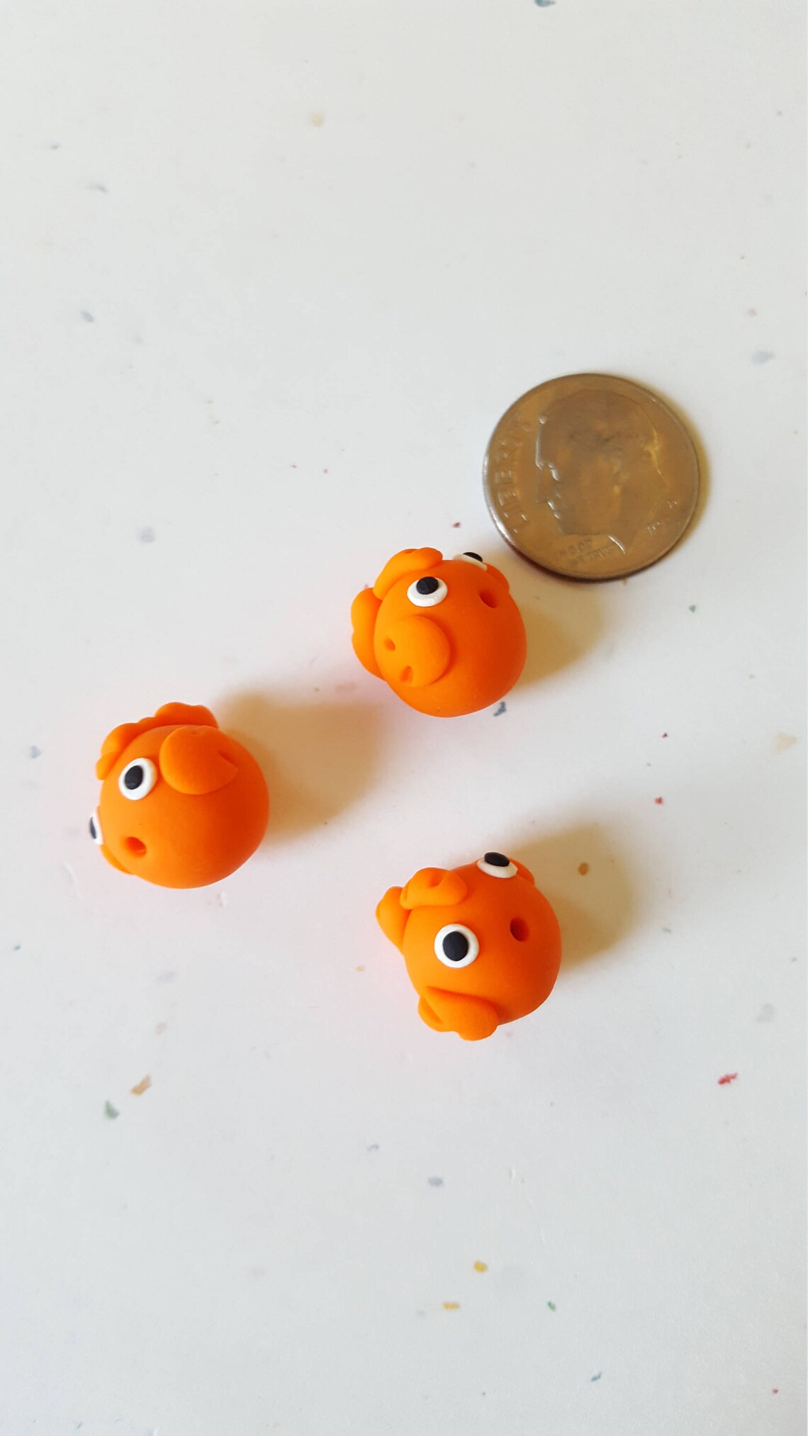 Handmade Polymer Clay Goldfish Beads: Jewelry Supplies (set of 3), 13mm ...