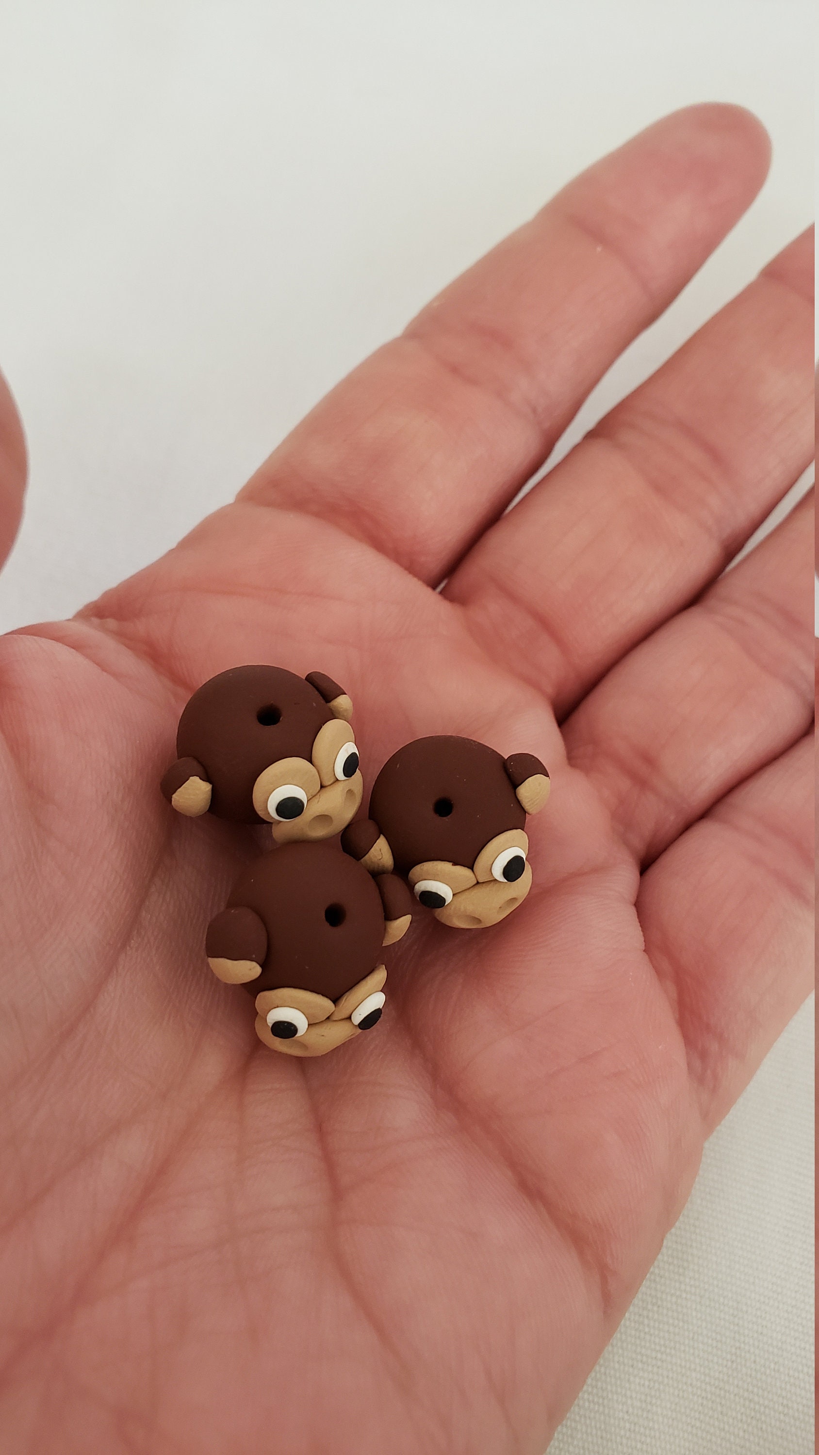 Monkey Beads/ Set Of Three 11mm Polymer Clay Handmade Monkey | Etsy