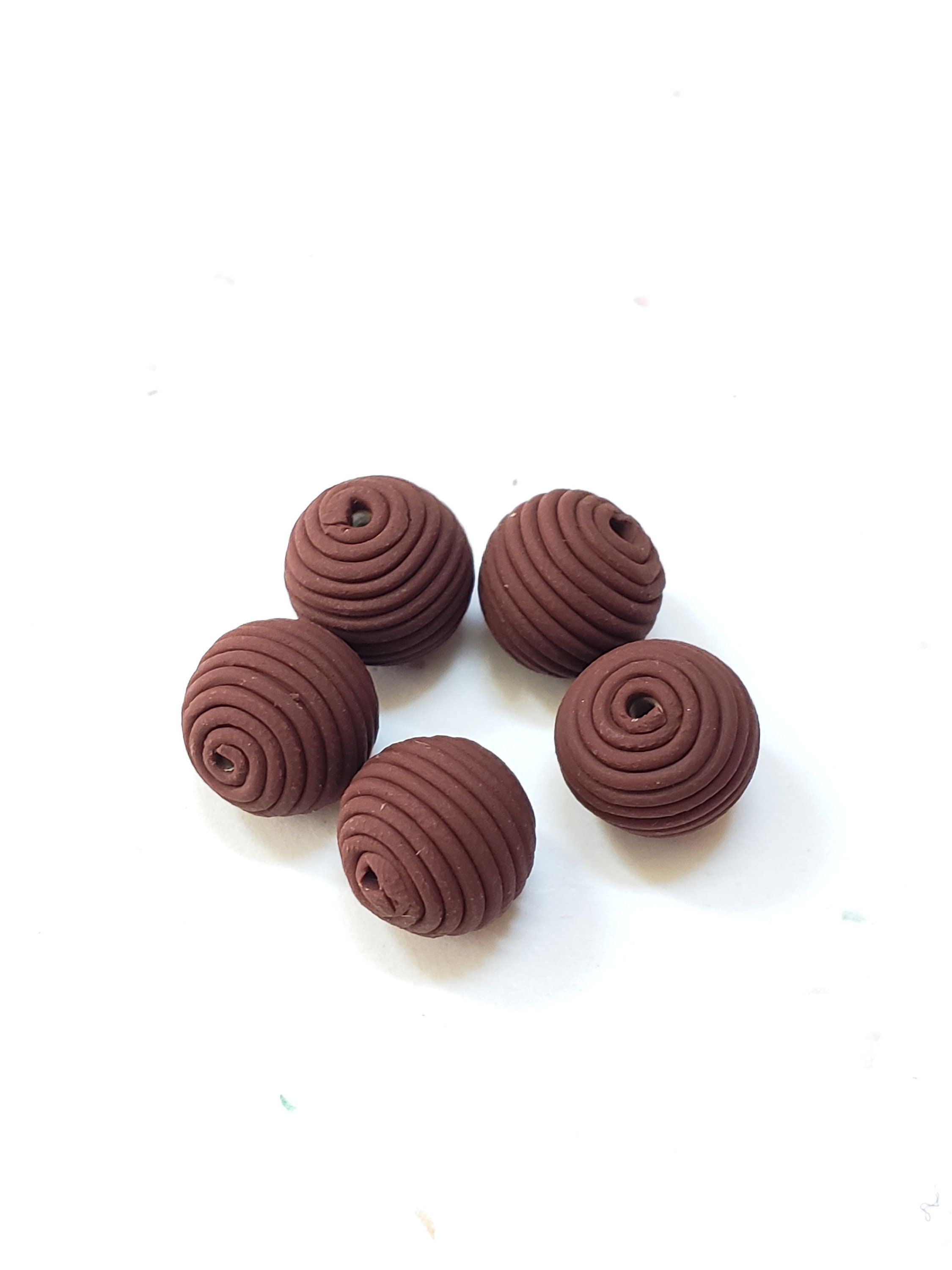 Coffee Brown Round Polymer Clay Coil Beads/ Set Of Five 10mm | Etsy