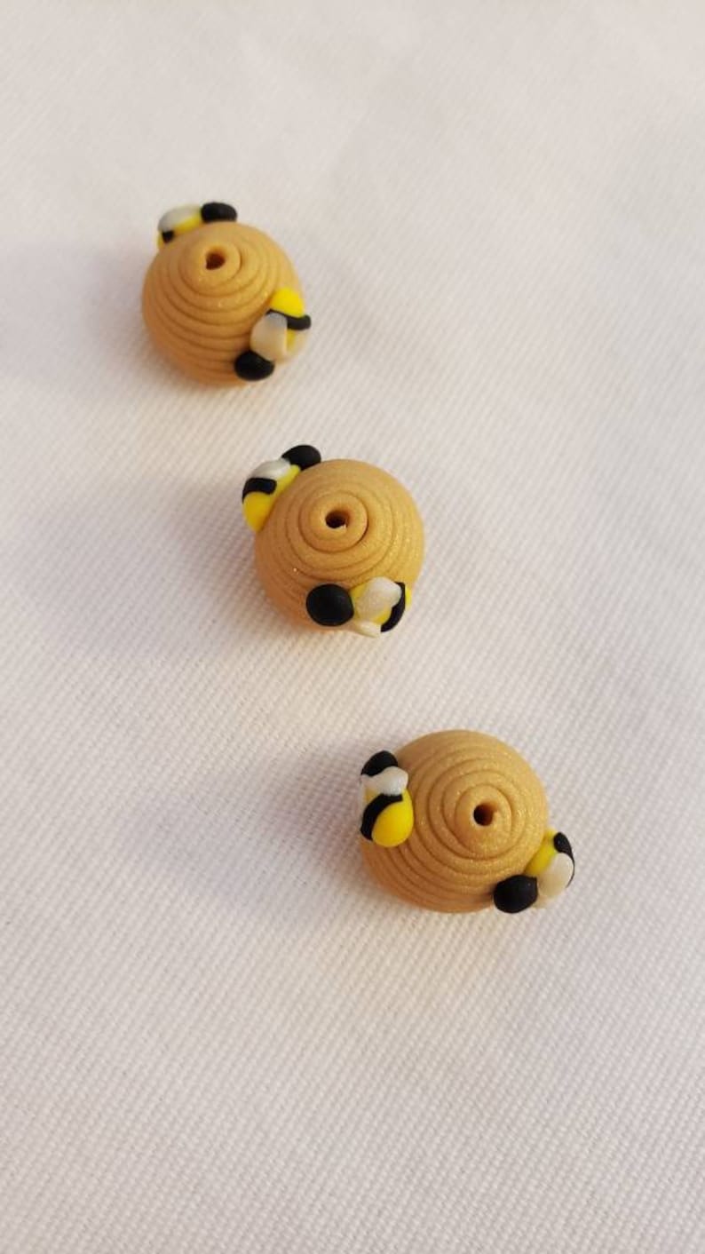 Handmade Polymer Clay Beehive Beads: Insect Jewelry Supplies, Sculpey ...