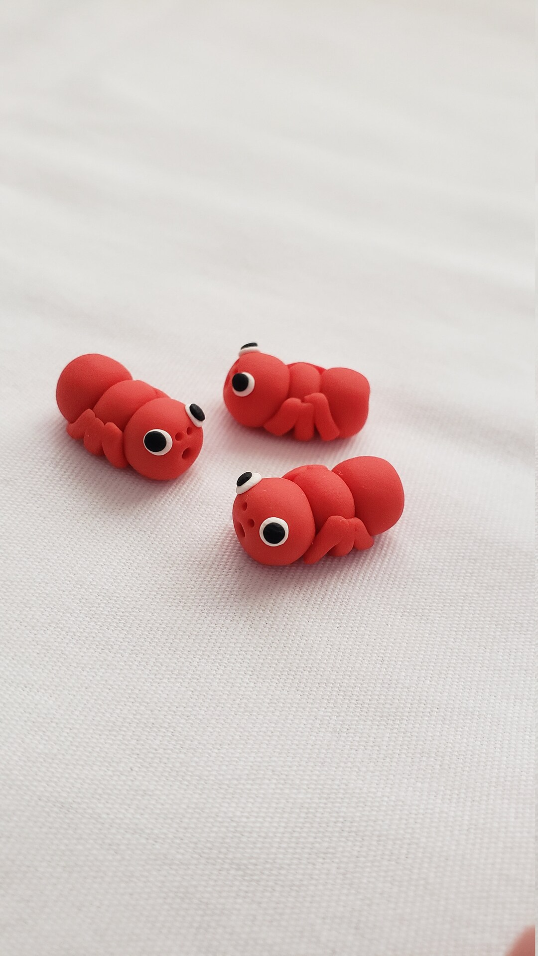 Red Ant Polymer Clay Beads: Handmade Jewelry Supplies, Ants, (set of 3 ...
