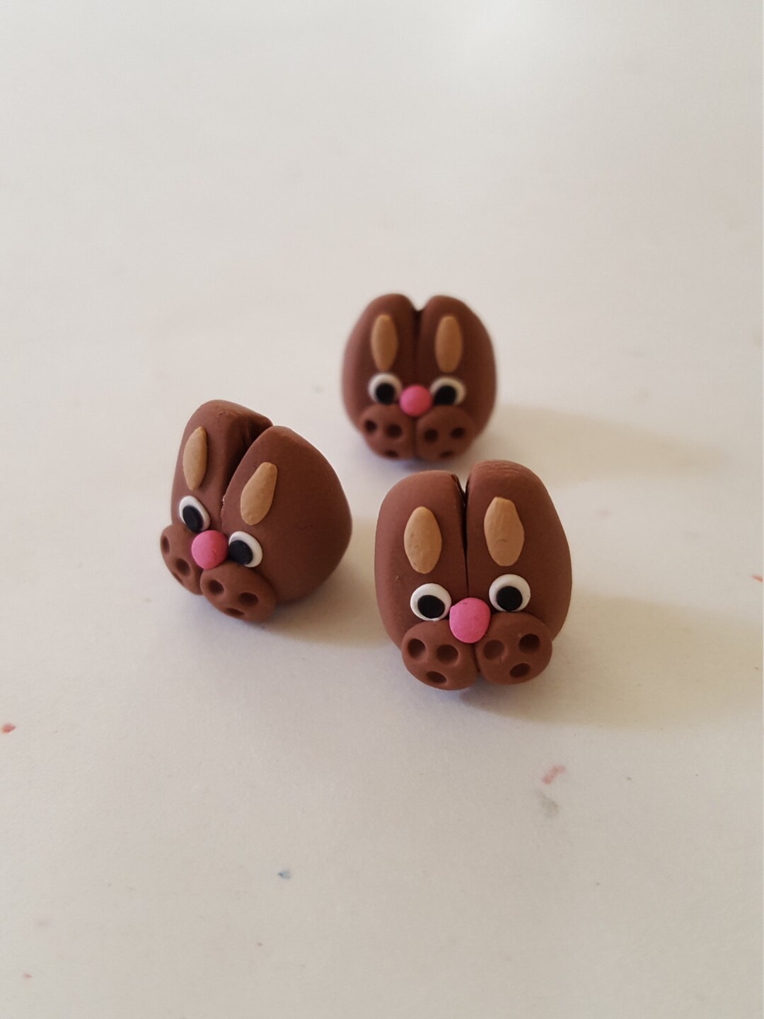 Bunny Rabbit Beads/ Set of Three 15mm Polymer Clay Handmade Bunnies ...