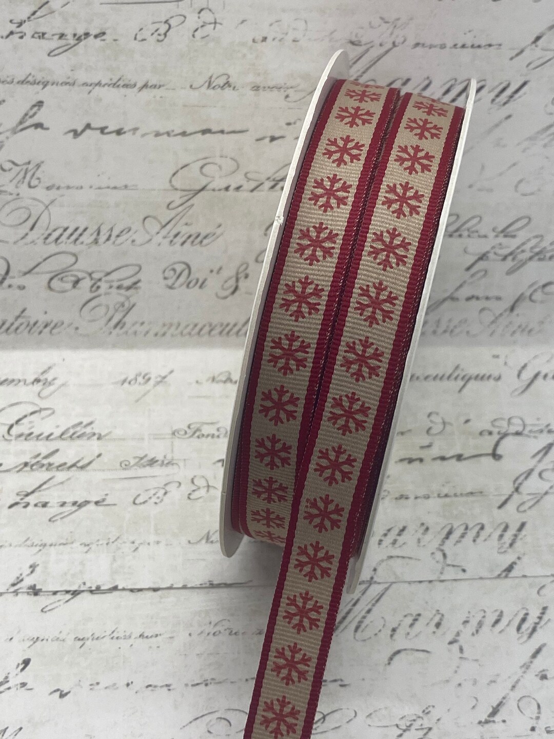 3/8 Inch Burlap Brown With Christmas Snowflakes Ribbon - Etsy