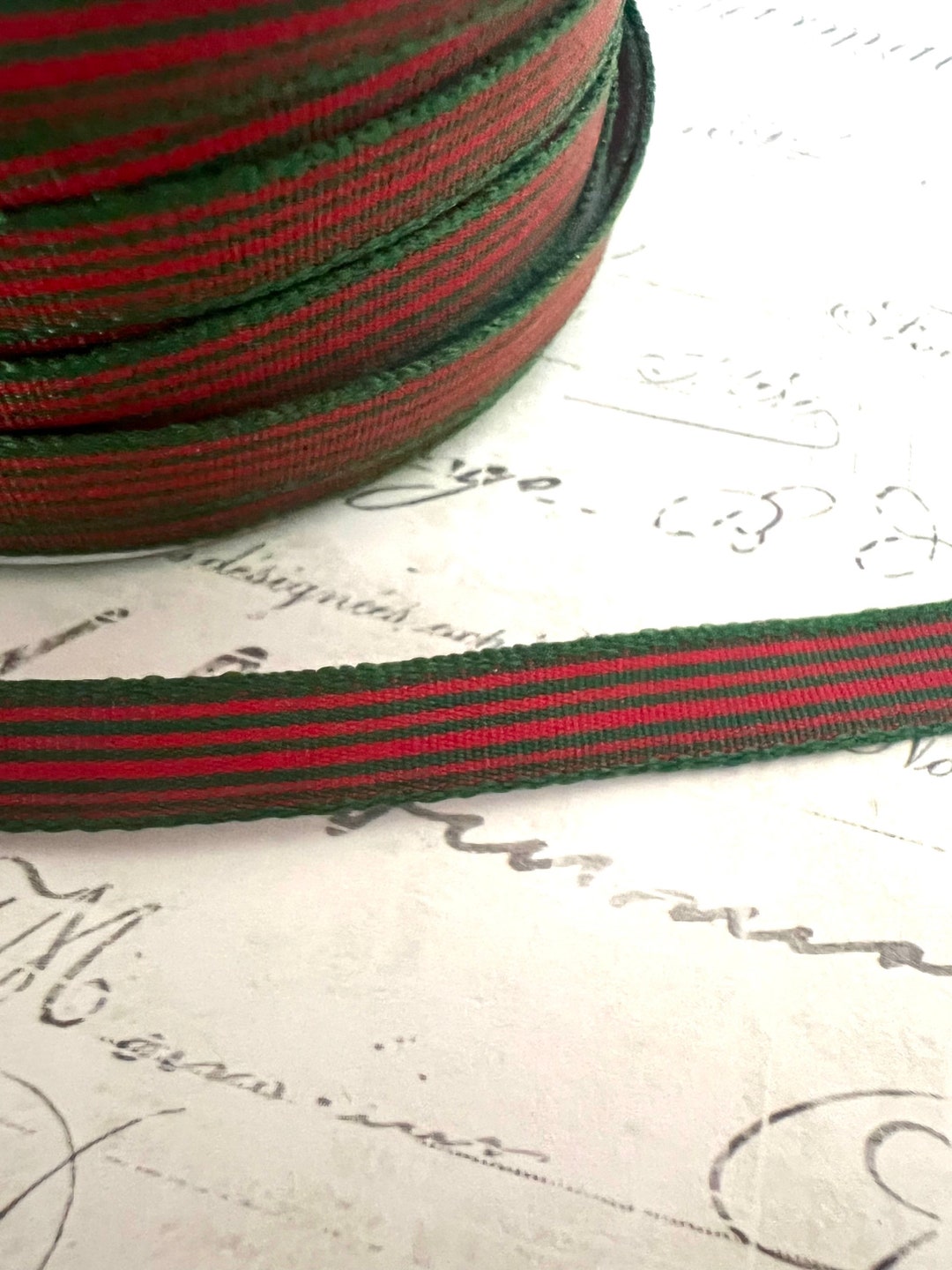 Red and Green Heritage Striped Ribbon 3/8 - Etsy