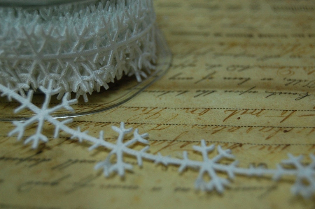 White Satin Snowflake Winter Ribbon Trim - Etsy