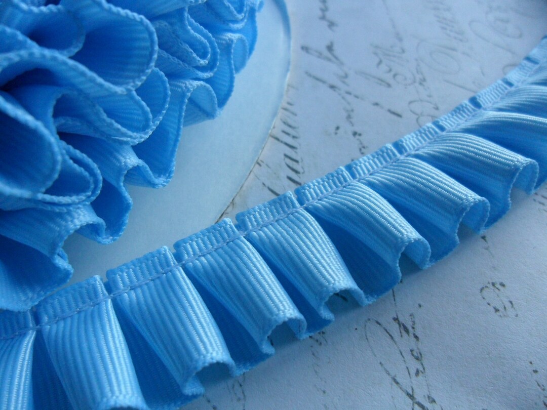 Skye Blue Grosgrain Box Pleat Ruffle Trim 7/8 Inch - Etsy