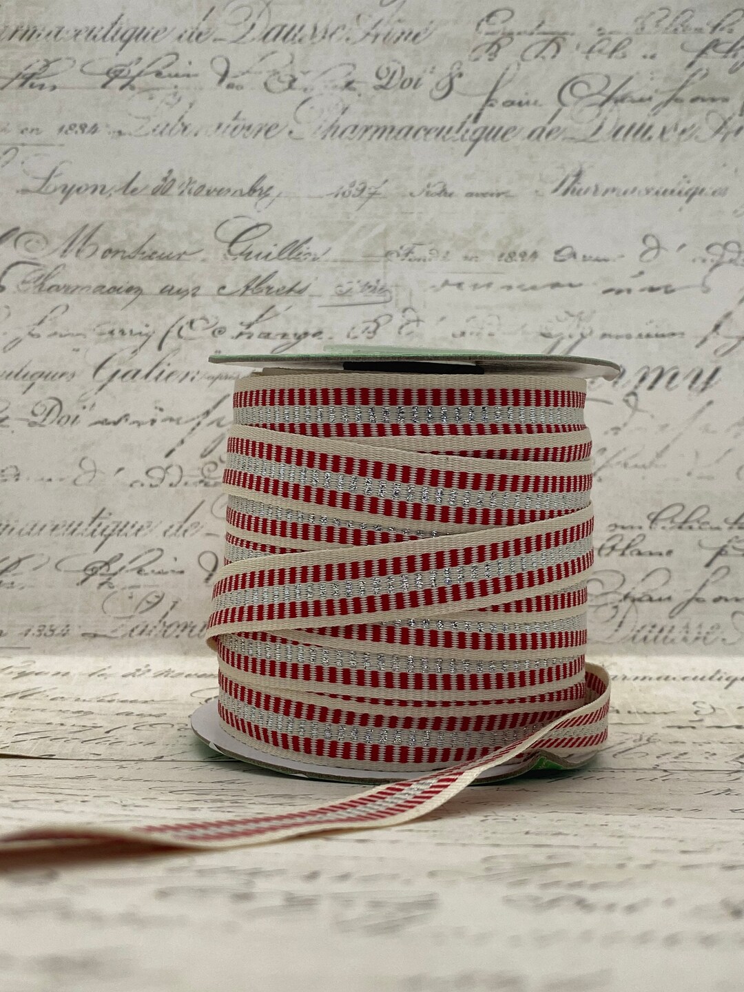 Red/ White/ Silver Metallic Stripe Ribbon 1/2 Inch Wide - Etsy