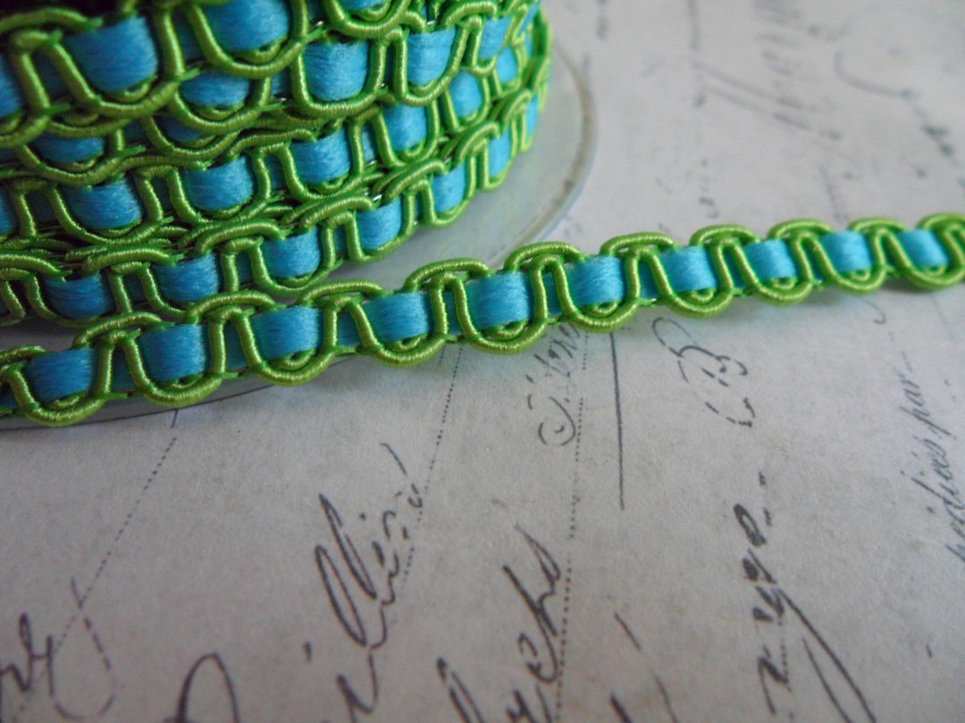 Green and Turquoise Woven Gimp Wave Braid Trim Approx 3/8 Inch Wide - Etsy