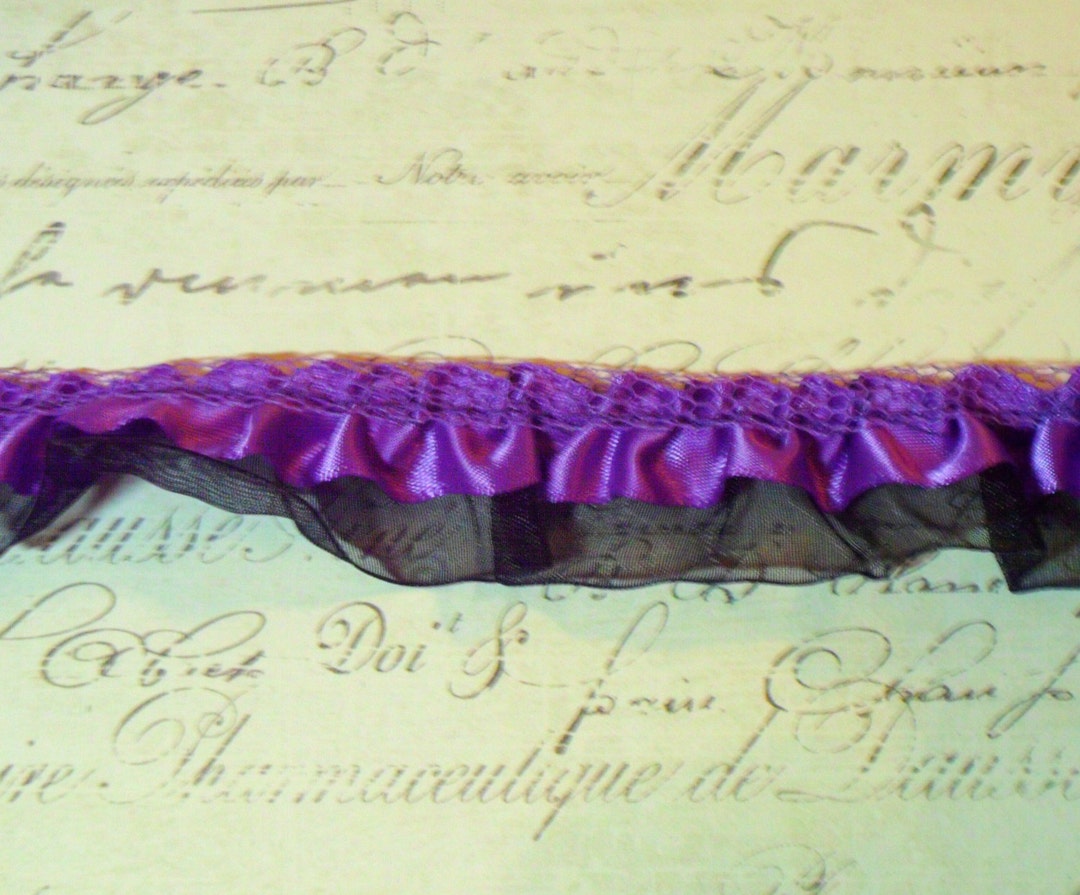 Black Organdy and Purple Satin Ruffle Trim, Approx 1" Wide - Etsy