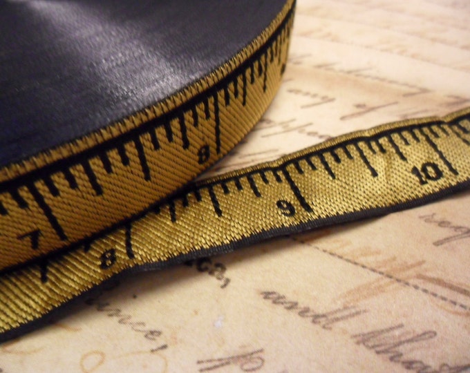 One Half Inch Wide Black and Yellow Measuring Tape Ribbon Trim - Etsy