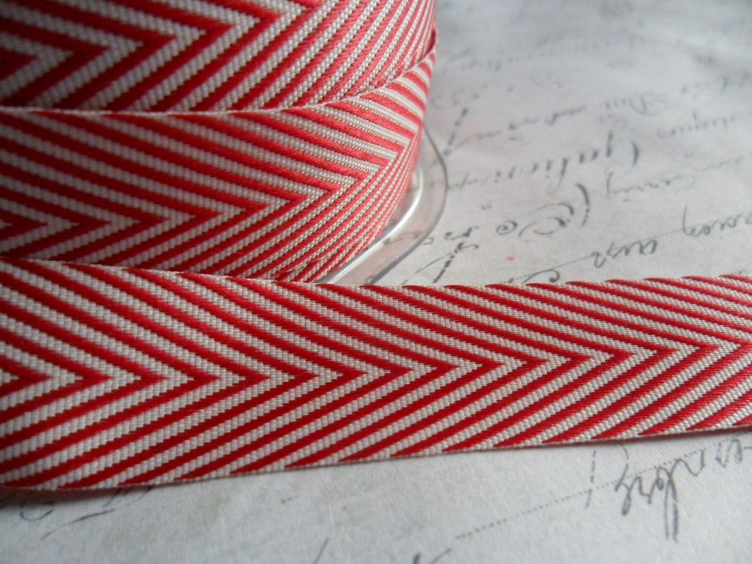 Twill Red and White 3/4 Inch Woven Chevron Ribbon Trim - Etsy