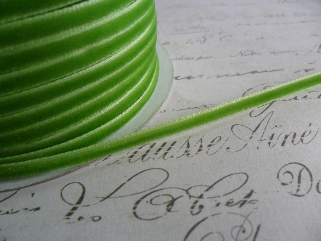1/8 Inch Wide Spring Green Velvet Ribbon Trim - Etsy