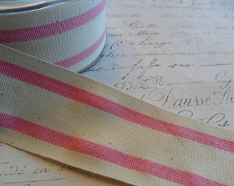 French Style Organic Cotton Natural and Red Stripe Ribbon 1.5 | Etsy